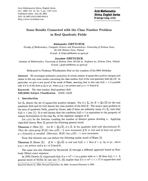Pdf Some Results Connected With The Class Number Problem In Real
