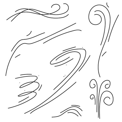 Premium Vector Set Black Collection Simple Line Winds Gust Squall Curl Doodle Outline Nature