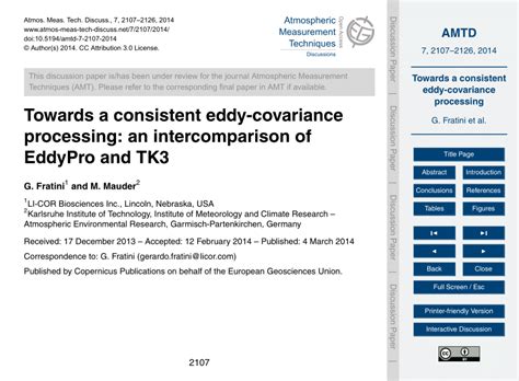 Pdf Towards A Consistent Eddy Covariance Processing An Intercomparison Of Eddypro And Tk3