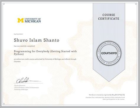 Shuvo Islam Shanto On Linkedin Coursera Python