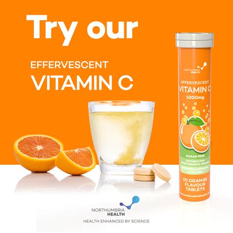 Effervescent Vitamin C 1000mg Orange Flavour Tablets 20 Northumbria Health