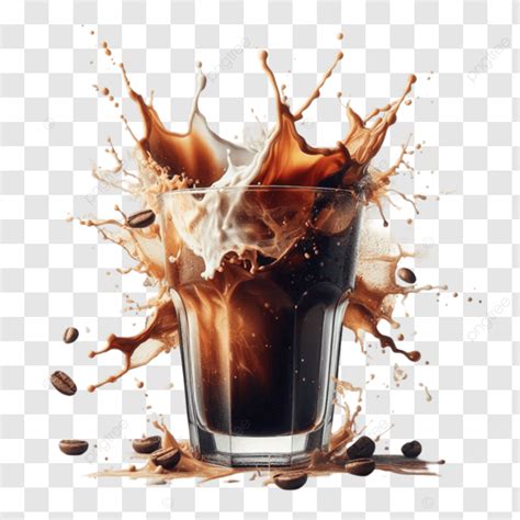 투명한 배경에 분리된 유리에 3d 향기로운 커피 스플래시와 스플래터 투명한 배경에 분리된 유리에 향기로운 커피 튀김과 튀김 투명한 배경에 분리된 유리에 3d 향기로운