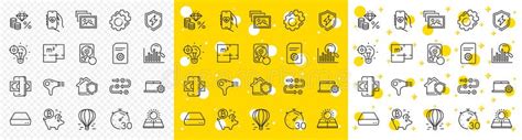 Outline Photo Album Timer And Seo Idea Line Icons For Web App Vector Stock Vector