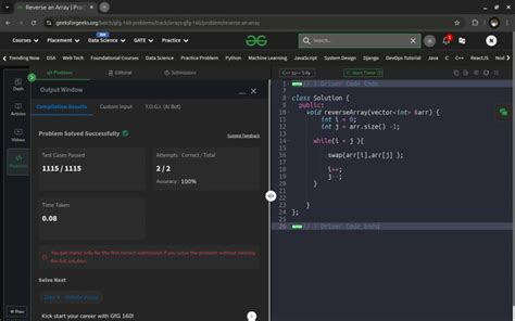 Gfg160 Geekstreak2025 Reversearray Dsa Geeksforgeeks
