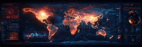 Control Center Monitoring Global Network Activity And Data Analysis