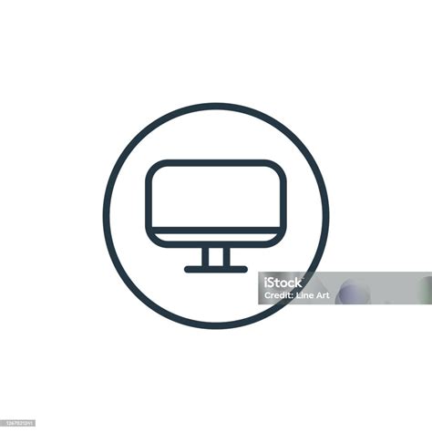 온라인 학습 개념에서 컴퓨터 아이콘 벡터 컴퓨터 편집 가능한 스트로크의 얇은 선 그림입니다 웹 및 모바일 앱 로고 인쇄 미디어에 사용할 컴퓨터 선형 기호 0명에 대한 스톡
