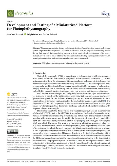 Pdf Development And Testing Of A Miniaturized Platform For Photoplethysmography