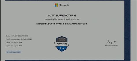 I Earned Microsoft Certified Power Bi Data Analyst Associate Gutti