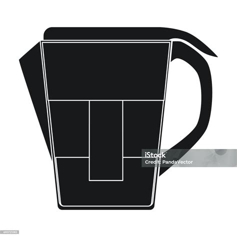 필터 카트리지 아이콘이 흰색 배경에 고립 된 블랙 스타일에서 물 주전자 물 여과 시스템 기호 주식 벡터 일러스트 레이 션 0명에 대한 스톡 벡터 아트 및 기타 이미지