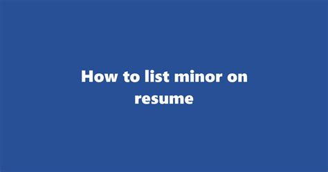 Minor On Resume How To List Languages Technical Skills Professio