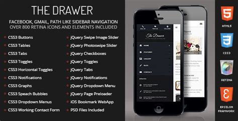 Drawer Mobile Retina Html5 And Css3 And Iwebapp Theme Shell
