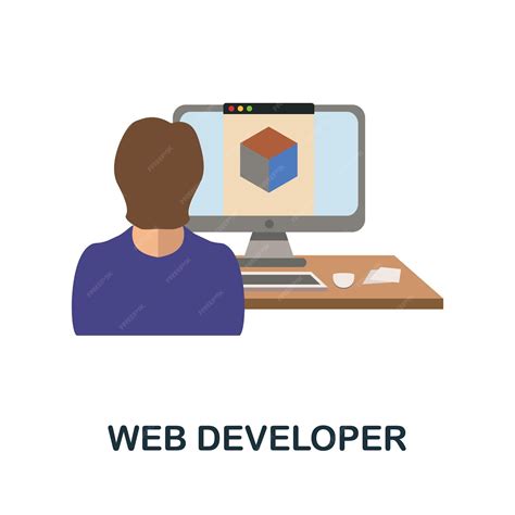 premium vector web developer flat icon color simple element from freelance collection creative
