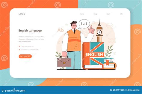 English Class Web Banner Or Landing Page Study Foreign Languages Stock