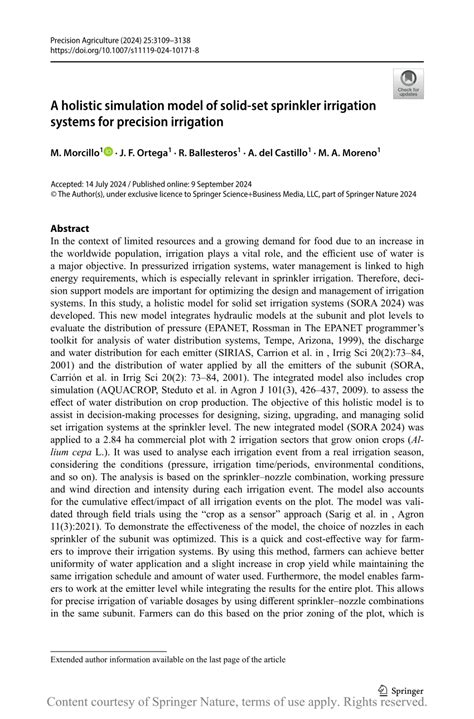 A Holistic Simulation Model Of Solid Set Sprinkler Irrigation Systems For Precision Irrigation