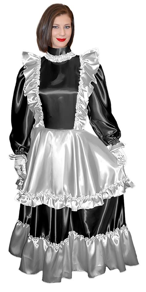 Black Satin Maid French Maid Dress Girly Dresses Frilly Dresses
