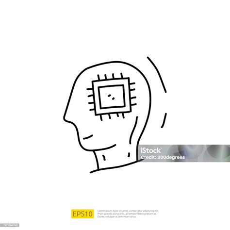 회로 기판 데이터와 인공 두뇌 칩을 갖춘 인공 지능 Ai 개념으로 영감 개발 브레인스토밍 기호 손으로 그린 낙서 아이콘 벡터 일러스트레이션 Cpu에 대한 스톡 벡터 아트 및