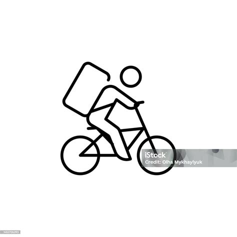 자전거로 택배 배달 아이콘 배송 빠른 배달원 타고 자전거 기호 앱 및 웹 사이트에 대 한 픽토그램 평면 디자인 추적 처리 상태 벡터 일러스트 레이 션 Eps 10 교통수단에