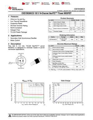CSD19535KCS Datasheet And Replacement Cross Reference Search