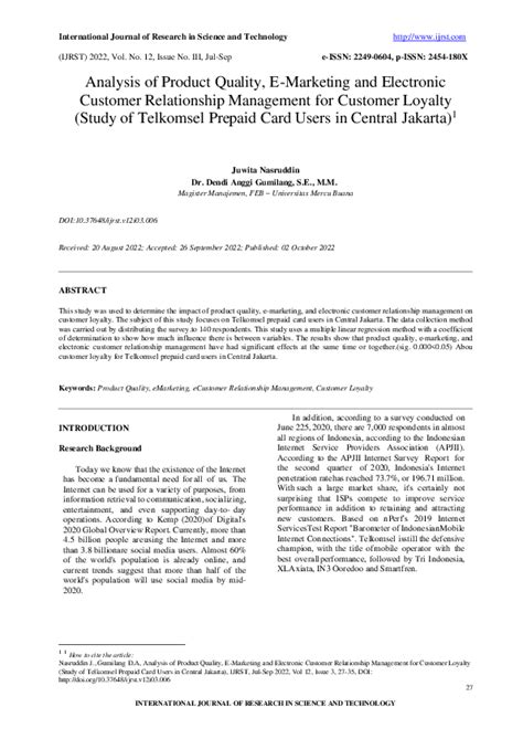 Pdf Analysis Of Product Quality E Marketing And Electronic Customer Relationship Management