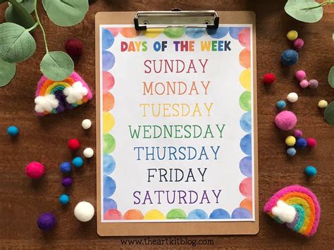 Printable Days Of The Week Chart Use Edu Pl