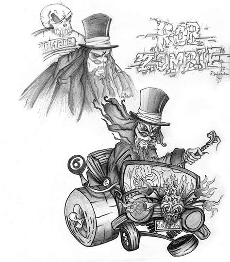 Custom Rob Zombie Drawing Including The Dragula Rob Zombie Art Zombie Drawings Zombie Art
