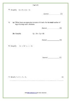 Simplifying Expressions By MathsNote TPT