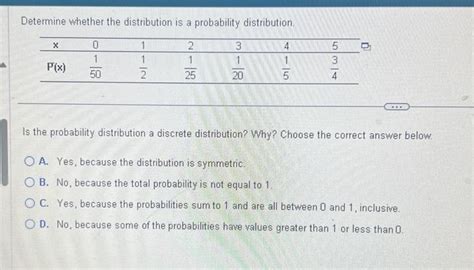 Solved Determine Whether The Distribution Is A Probability Chegg Com