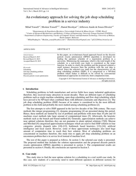 Pdf An Evolutionary Approach For Solving The Job Shop Scheduling