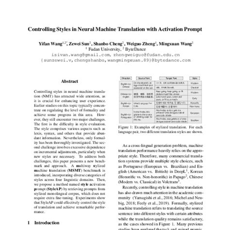 Controlling Styles In Neural Machine Translation With Activation Prompt Acl Anthology