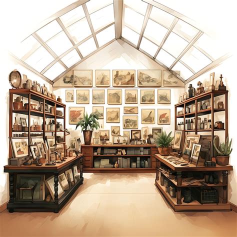 Premium Ai Image Watercolor Museum Curator Room With Artifact