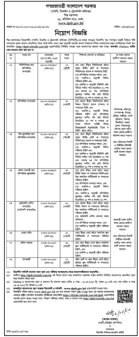 Dpdt Job Circular 2025 চাকরির খবর