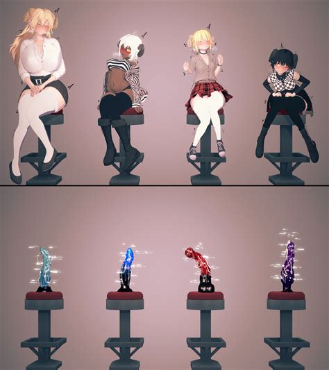 Rule 34 3d 4girls Black Hair Blonde Hair Breasts Chair Closed Eyes