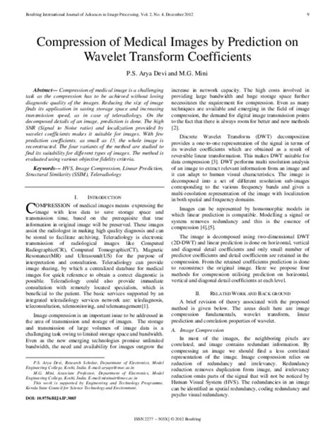 Pdf Compression Of Medical Images By Prediction On Wavelet Transform Coefficients