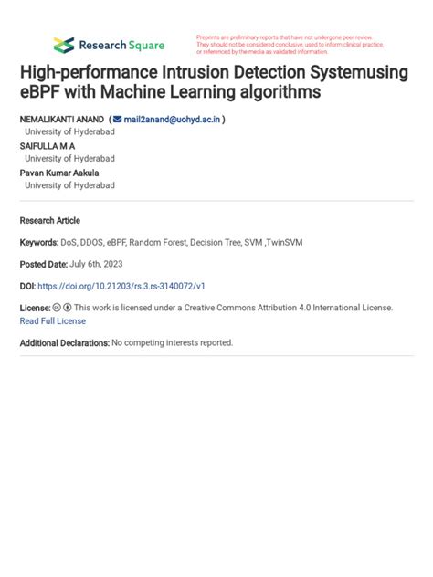 High Performance Intrusion Detection Systemusing Ebpf With Bjzndc38