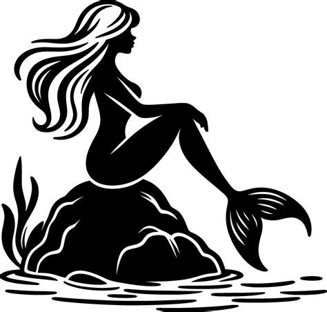 Mermaid Sitting On Rock 36293898 Vector Art At Vecteezy