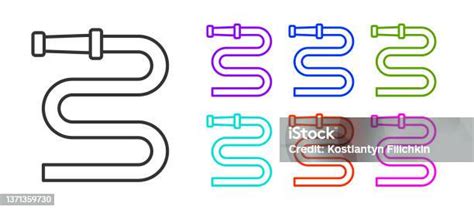 흰색 배경에 격리 된 검은 줄 화재 호스 릴 아이콘 다채로운 아이콘을 설정합니다 벡터 가리키기에 대한 스톡 벡터 아트 및 기타 이미지 가리키기 관 튜브 구조 Istock