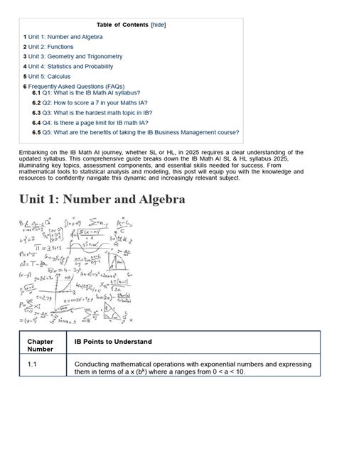 Comprehensive Ib Maths Ai Sl And Hl Syllabus 2025 Tychr Pdf Matrix