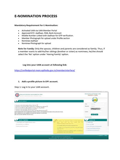 E Nomination Process For Epf Uan Pdf Software Computing