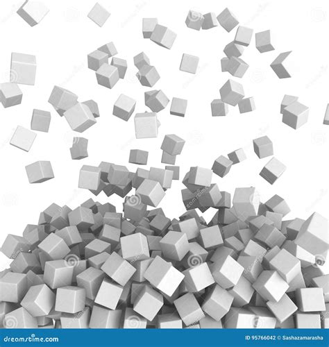 Falling Whiter Cubes Abstract Background Stock Illustration