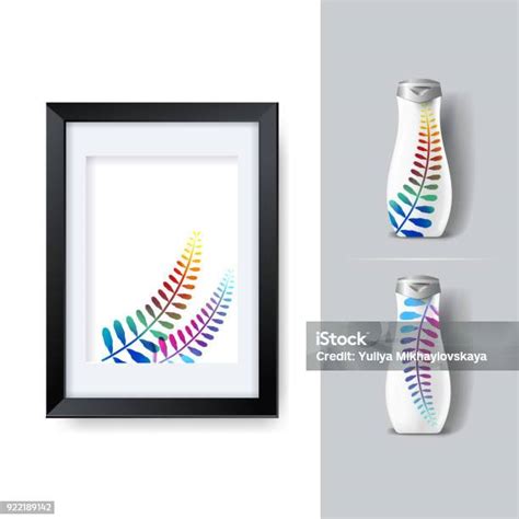 브랜드와 제품 디자인에 대 한 서식 파일 이랑입니다 독특한 꽃 디자인을 가진 고립 된 현실적인 플라스틱 병입니다 브랜딩 및