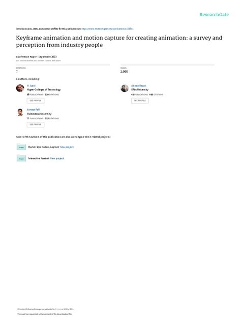 Keyframe Animation And Motion Capture For Creating Animation A Survey