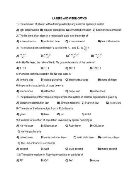 Multiple Choice Questions[2] Pdf Semiconductors Diffraction