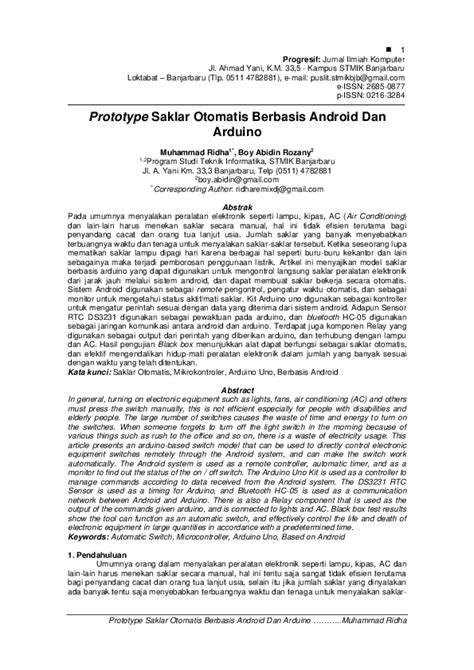 Pdf Prototype Saklar Otomatis Berbasis Android Dan Arduino Boy