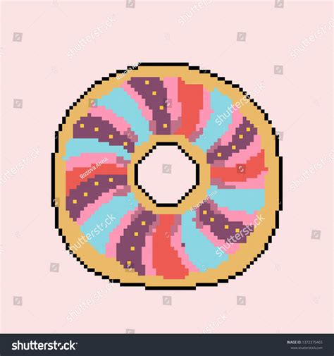 Vector Illustration Doughnut Pixel Art Stock Vector Royalty Free