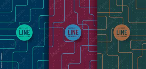 Collection Of Abstract Futuristic Technology Background Blue Red And Green Color Curved Lines