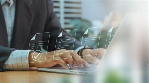 Premium Photo Businessman With A Document Management System Dms Streamline Online Docs Enhance