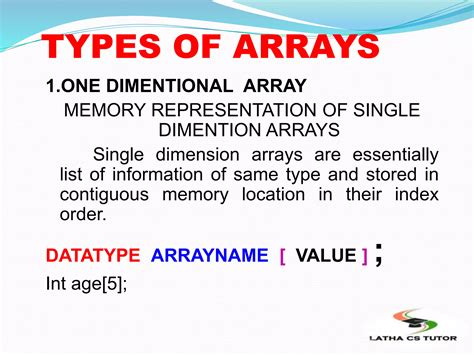 Arrays In C In Tamil Tnscert Syllabus Ppt Pptx Programming Languages Computing