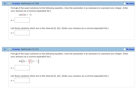Solved Find All Of The Exact Solutions To The Following