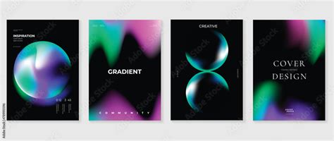 Abstract Gradient Background Vector Set Minimalist Style Cover Template With Vibrant