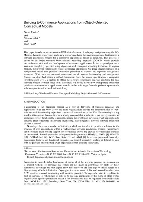 Pdf Building E Commerce Applications From Object Oriented Conceptual